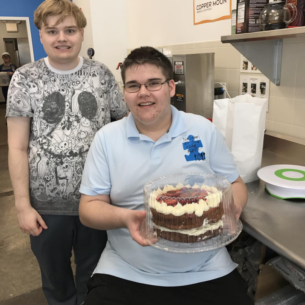 Chad and Jacob with Cake | No Label at The Table Food Company